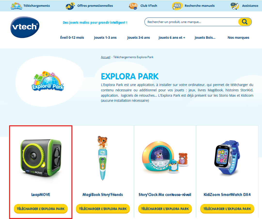 Comment installer l'Explor@park pour LeapMove ? – VTECH